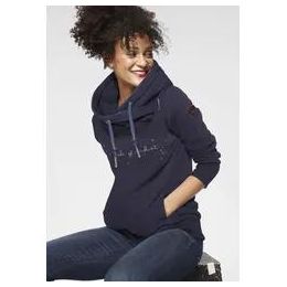 Sweater Ragwear "GRIPY BUTTON O STARDUST" Gr. XS (34), blau (navy) Damen Sweatshirts mit Statement-Front-Print "We are made of Stardust"