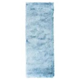 Läufer CarpetFine "Breeze" Teppiche Gr. B: 80cm, 45mm, L: 350cm, blau (hellblau) besonders weich mit leichtem Glanz Garn