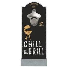 Flaschenöffner contento "Chill & Grill" silberfarben (schwarz/silberfarben) für die Wand