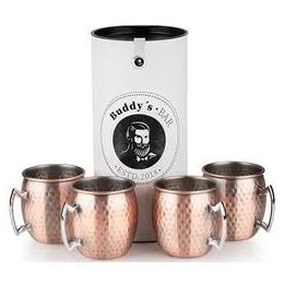 Becher BUDDY'S "Buddy ́s Bar" Trinkgefäße Gr. Ø 9cm x 9,5cm 500 ml, 4er Set, rosegold (kupferfarben, rot, braun, goldfarben) Cocktailbecher Moscow Mule Becher, 500 ml, hochwert. Edelstahl, Hammerschlag-Effekt