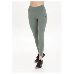 Funktionstights Endurance "THADEA POCKET XQL", Damen, Gr. 40, EURO-Größen, grün (limette), 72% Polyamid, 28% Elasthan, unifarben, bedruckt, feminin, lang, Hosen, mit praktischer Handy-Seitentasche