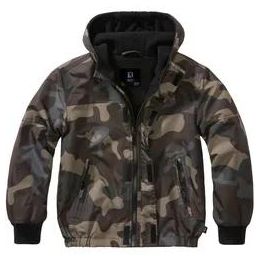 Allwetterjacke BRANDIT "Brandit Unisex Kids Windbreaker Frontzip" Gr. 134/140, grün (schwarzcamo) Jungen Jacken