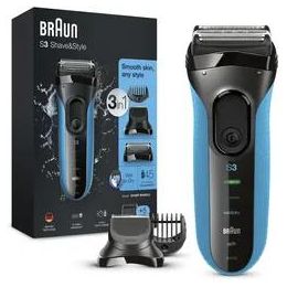 Elektrorasierer Braun "Series 3 Shave&Style 3010BT" schwarz (schwarz, blau) Wet&Dry, 30 Minuten Akkulaufzeit