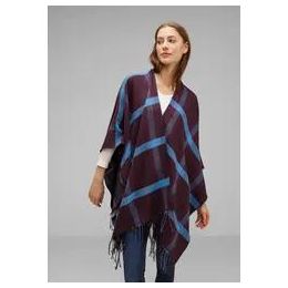 Strickponcho Street One Gr. A, blau (tiefblau) Damen Pullover im Multicolour Look