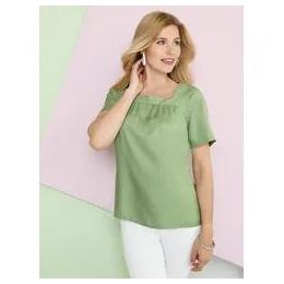 Longbluse Classic Basics, Damen, Gr. 46, grün (eucalyptus), 100% Viskose, unifarben, Blusen