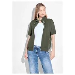 Sweatjacke Cecil Gr. XXL (46), grün (cool khaki) Damen Sweatjacken mit Stehkragen