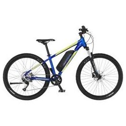 E-Bike Fischer FAHRRAD "MONTIS 2.1 422" E-Bikes Gr. 38cm, 27,5 Zoll (69,85cm), blau (blau glanz) Pedelec, Elektrofahrrad für Damen u. Herren, MTB