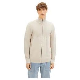 Strickjacke Tom Tailor DENIM Gr. XXL, beige (cold beige) Herren Strickjacken mit Stehkragen und Reißverschluss