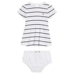 Minikleid Tommy Hilfiger "BABY STRIPED RIB DRESS S/S" Gr. 86, N-Gr, weiß (white, desert sky) Baby Kleider bis 2 Jahre