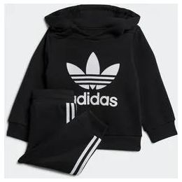 Trainingsanzug Adidas ORIGINALS "HOODIE SET" Gr. 104, schwarz Kinder Sportanzüge