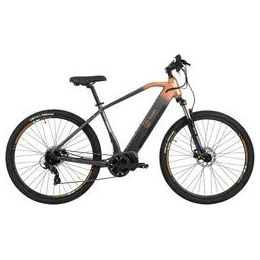 E-Bike Totem "FJ-M" E-Bikes Gr. 49cm, 29 Zoll (73,66cm), grau (stahlgrau-orange) Pedelec, Elektrofahrrad für Damen u. Herren, MTB