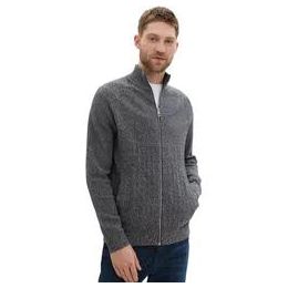 Strickjacke Tom Tailor Gr. XL, blau (navy sand twotone structure) Herren Strickjacken mit Reißverschluss