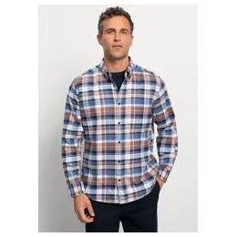 Langarmhemd OLYMP "Casual" Gr. XL, N-Gr, blau (marine) Herren Hemden im Karodessin, Button-down-Kragen