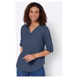 Longbluse Casual Looks Gr. 40, blau (rauchblau), Damen, 100% Viskose, unifarben, Blusen