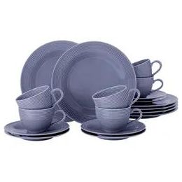 Kaffeeservice Seltmann Weiden "Geschirr-Set, 18 Teile, Beat" Geschirr-Sets Gr. 18 tlg., blau (blau, lila) mit Relief, Made in Germany