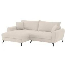 Ecksofa Home Affaire "Blackburn II, L-Form" Sofas Gr. B/H/T: 246cm x 71cm x 170cm, Cord, Recamiere links, beige (stripes 8622 narur) Mit Kaltschaumpolsterung bis 140 kg belastbar