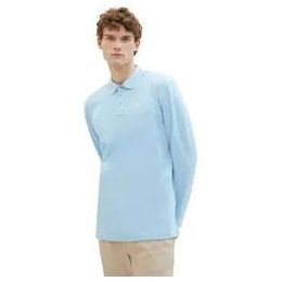 Langarm-Poloshirt Tom Tailor Gr. XXL, blau (washed out middle blue) Herren Shirts mit Logoprint