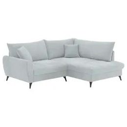 Ecksofa Home Affaire "Blackburn II, L-Form" Sofas Gr. B/H/T: 230cm x 71cm x 190cm, Microfaser 2, Ottomane rechts, grau (novaclean avanti 3 silver) Mit Kaltschaumpolsterung bis 140 kg belastbar