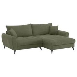 Ecksofa Home Affaire "Blackburn II, L-Form" Sofas Gr. B/H/T: 246cm x 71cm x 170cm, Cord, Recamiere rechts, grün (stripes 8641 green) Mit Kaltschaumpolsterung bis 140 kg belastbar