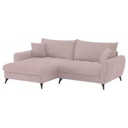 Ecksofa Home Affaire "Blackburn II, L-Form" Sofas Gr. B/H/T: 246cm x 71cm x 170cm, Cord, Recamiere links, rosa (stripes 8626 flamingo) Mit Kaltschaumpolsterung bis 140 kg belastbar