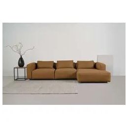 Ecksofa Andas "Tvinnet" Sofas Gr. B/H/T: 317cm x 73cm x 166cm, Struktur grob, Recamiere rechts, braun Breite 317 cm, extra tiefe Sitzfläche, kubisches Sitzvergnügen