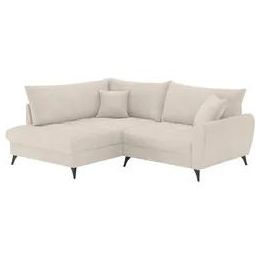 Ecksofa Home Affaire "Blackburn II, L-Form" Sofas Gr. B/H/T: 230cm x 71cm x 190cm, Cord, Ottomane links, beige (stripes 8622 narur) Mit Kaltschaumpolsterung bis 140 kg belastbar