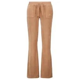 Sweathose Juicy Couture "HERITAGE CROWN CAISA LOW RISE PANT Damen" Gr. M, EURO-Größen, braun (cafe au lait), Damen, 46% BAUMWOLLE 32% VISKOSE 22% POLYESTER, Hosen, Trainingshose Damen, Sweathose, Velour, Jogginghose mit Glitzer, Sale