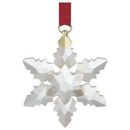 Dekohänger Swarovski "Annual Edition Little Snowflake Ornament 2024, 5673430, 5674384" Gr. B/H/T: 0,8 cm x 5,25 cm x 3,9 cm, grün (kristallweiß, goldfarben, grün) Swarovski Kristall