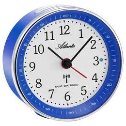 Funkwecker Atlanta Wecker silberfarben (blau-silberfarben) ideal für Reisen, Geschenkidee, Beleuchtung, Weckwiederholung, analog