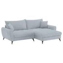 Ecksofa Home Affaire "Blackburn II, L-Form" Sofas Gr. B/H/T: 246cm x 71cm x 170cm, Cord, Recamiere rechts, blau (stripes 8624 blue grey) Mit Kaltschaumpolsterung bis 140 kg belastbar