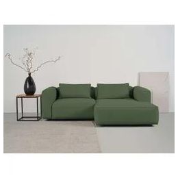 Ecksofa Andas "Tvinnet" Sofas Gr. B/H/T: 228cm x 73cm x 166cm, Struktur grob, Recamiere rechts, grün (dunkelgrün) Breite 228 cm, extra tiefe Sitzfläche, kubisches Sitzvergnügen