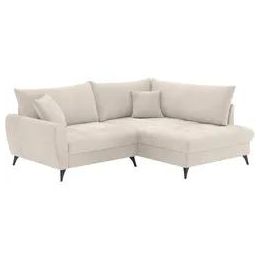 Ecksofa Home Affaire "Blackburn II, L-Form" Sofas Gr. B/H/T: 230cm x 71cm x 190cm, Microfaser 2, Ottomane rechts, beige (novaclean avanti 4 ecru) Mit Kaltschaumpolsterung bis 140 kg belastbar