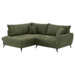 Ecksofa Home Affaire "Blackburn II, L-Form" Sofas Gr. B/H/T: 230 cm x 71 cm x 190 cm, Microfaser 1, Ottomane links, grün (memphis 12 green) Mit Kaltschaumpolsterung bis 140 kg belastbar