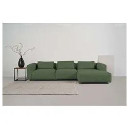 Ecksofa Andas "Tvinnet" Sofas Gr. B/H/T: 317cm x 73cm x 166cm, Struktur grob, Recamiere rechts, grün (dunkelgrün) Breite 317 cm, extra tiefe Sitzfläche, kubisches Sitzvergnügen