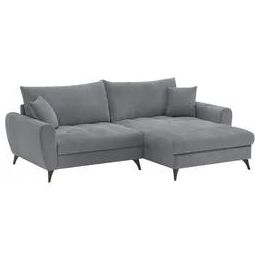 Ecksofa Home Affaire "Blackburn II, L-Form" Sofas Gr. B/H/T: 246cm x 71cm x 170cm, Microfaser, Recamiere rechts, grau (novaclean avanti 1 stone) Mit Kaltschaumpolsterung bis 140 kg belastbar