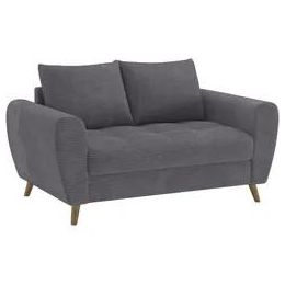 2-Sitzer Home Affaire "Blackburn II" Sofas Gr. B/H/T: 160cm x 71cm x 90cm, Cord, grau (stripes 8629 stone) Mit Kaltschaumpolsterung bis 140 kg belastbar