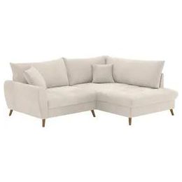 Ecksofa Home Affaire "Blackburn II, L-Form" Sofas Gr. B/H/T: 230cm x 71cm x 190cm, Microfaser, Ottomane rechts, beige (novaclean avanti 4 ecru) Mit Kaltschaumpolsterung bis 140 kg belastbar