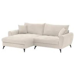 Ecksofa Home Affaire "Blackburn II, L-Form" Sofas Gr. B/H/T: 246cm x 71cm x 170cm, Microfaser, Recamiere links, beige (novaclean avanti 4 ecru) Mit Kaltschaumpolsterung bis 140 kg belastbar