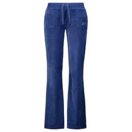 Sweathose Juicy Couture "HERITAGE CROWN CAISA LOW RISE PANT Damen" Gr. M, EURO-Größen, blau (blau depths), Damen, 46% BAUMWOLLE 32% VISKOSE 22% POLYESTER, Hosen, Trainingshose Damen, Sweathose, Velour, Jogginghose mit Glitzer, Sale