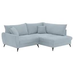 Ecksofa Home Affaire "Blackburn II, L-Form" Sofas Gr. B/H/T: 230cm x 71cm x 190cm, Microfaser 2, Ottomane rechts, blau (novaclean avanti 14 blue grey) Mit Kaltschaumpolsterung bis 140 kg belastbar