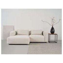 Ecksofa Andas "Tvinnet" Sofas Gr. B/H/T: 228cm x 73cm x 166cm, Struktur grob, Recamiere links, beige (natur) Breite 228 cm, extra tiefe Sitzfläche, kubisches Sitzvergnügen