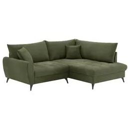 Ecksofa Home Affaire "Blackburn II, L-Form" Sofas Gr. B/H/T: 230 cm x 71 cm x 190 cm, Microfaser 1, Ottomane rechts, grün (memphis 12 green) Mit Kaltschaumpolsterung bis 140 kg belastbar