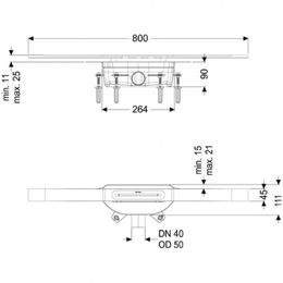 Kessel Duschrinne Linearis Infinity 90 DN 50 Edelstahl geb&uuml;rstet, 800 mm