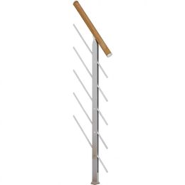 Dolle Gel&auml;nderelement inkl. Holzhandlauf f&uuml;r Mittelholmtreppe Frankfurt, Hamburg, Berlin, Sydney, Perlgrau, Handlauf Eiche