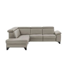 meinSofa Ecksofa Echtleder Linda ¦ grau ¦ Maße (cm): B: 261 H: 80 T: