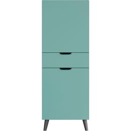 Highboard Andas "Mikkeline" Sideboards Gr. B/H/T: 49 cm x 140 cm x 37 cm, 1 St., blau (dusk blue melamin) Vitrine, B H: ca. 49 140 cm