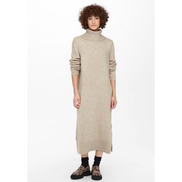 Strickkleid Only "ONLBRANDIE L/S ROLL NECK DRESS" Gr. L (40), N-Gr, grau (pumice stone) Damen Kleider