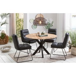 Esstisch Home Affaire "Quebec" Tische Gr. B/H/T: 120cm x 77cm x 120cm, schwarz (natur/schwarz) mit eleganter Schweizer Kante