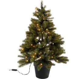 Künstlicher Weihnachtsbaum CREATIV DECO "Weihnachtsdeko, künstlicher Christbaum, Tannenbaum", grün, H:60cm, Kunststoff, Weihnachtsbäume, mit schwarzem Kunststoff-Topf und LED-Lichterkette, batteriebetrieben