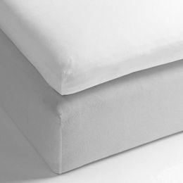 Spannbettlaken YELLOW "Percale Topper" Laken Gr. B/L: 90 cm x 220 cm, 1 St., Perkal, 90 x 220 cm-90 x 200-210 cm 12 cm, weiß (optic, white) Laken aus 100% Baumwolle, hochwertige Perkal, Betttuch ab 90x200